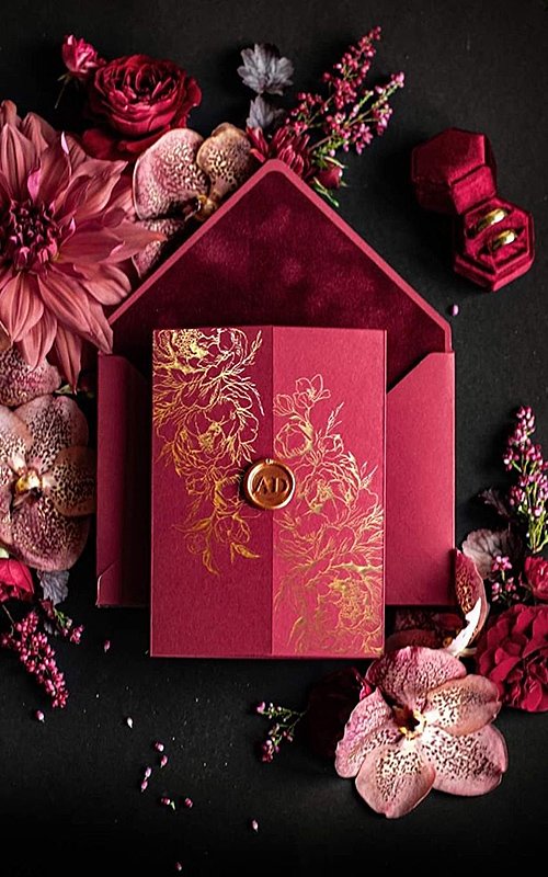 Dark Red Wedding Invitations