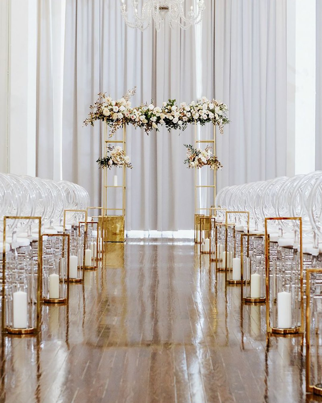 modern wedding decor modern aisle Emilie Olson Photography