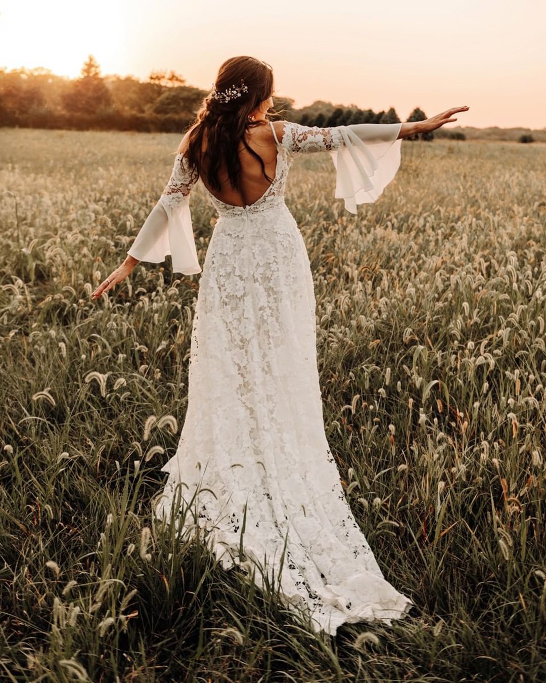 Simple Country Lace Wedding Dress