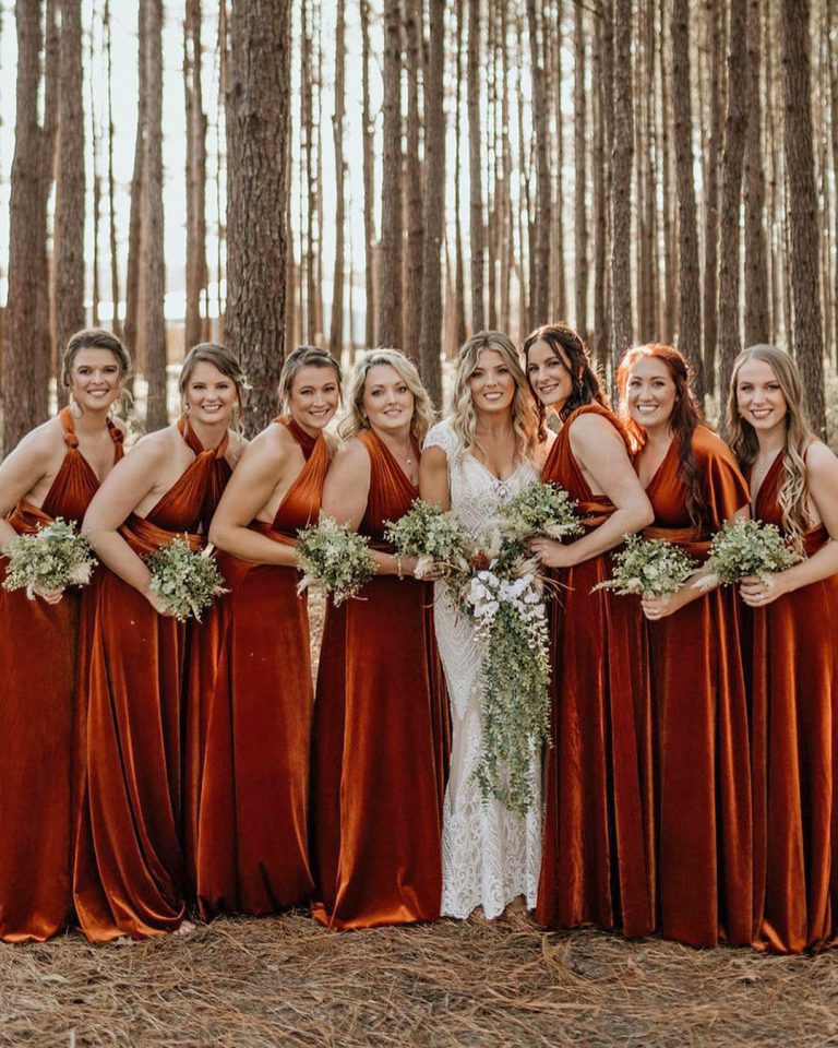 Rust Bridesmaid Dress Ideas— 16 Trendy Gowns + FAQs