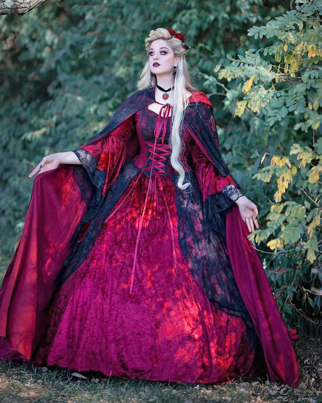 Red Gothic Wedding Dress Costume